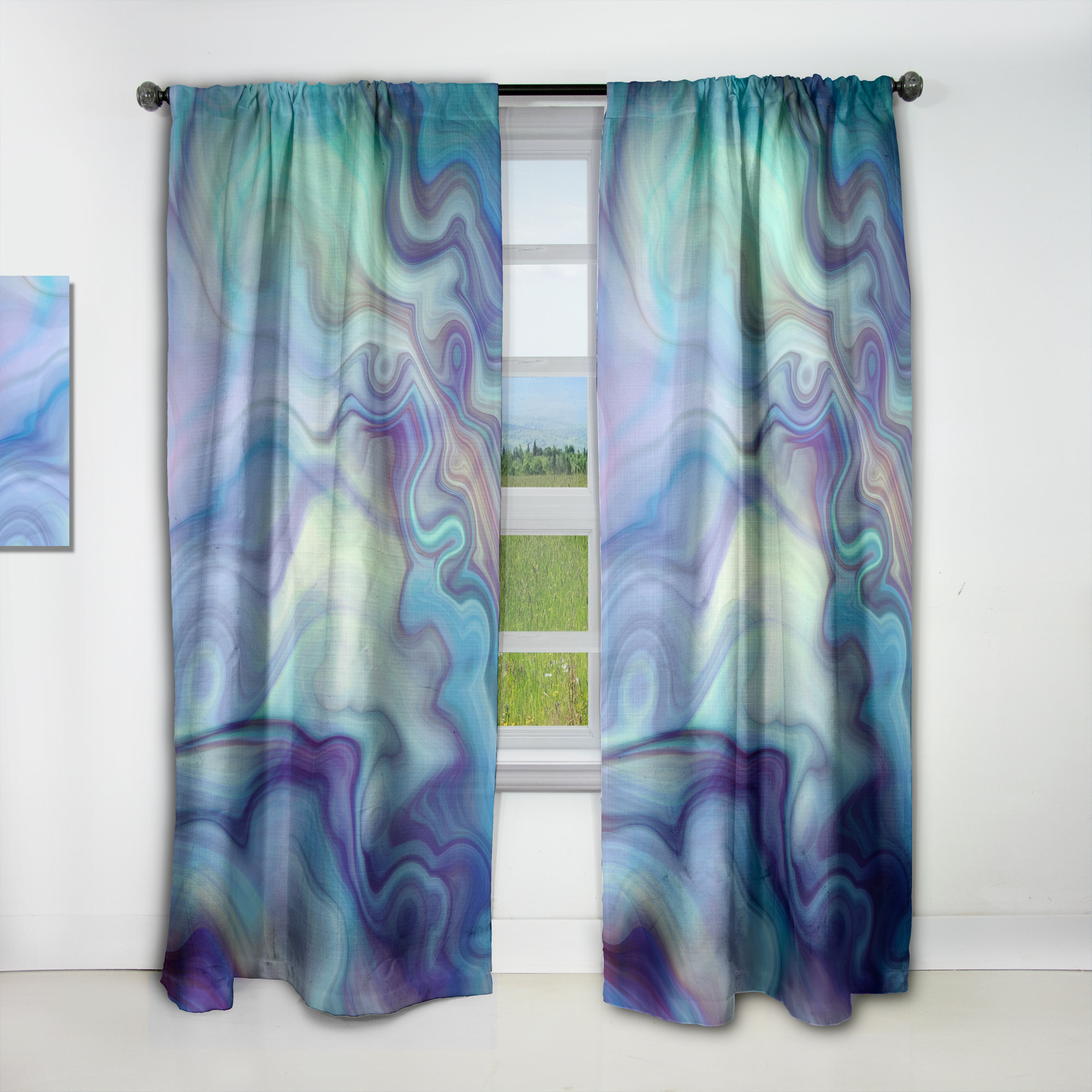 East Urban Home Marbled Colours in Shades of Turquoise and Purple ...