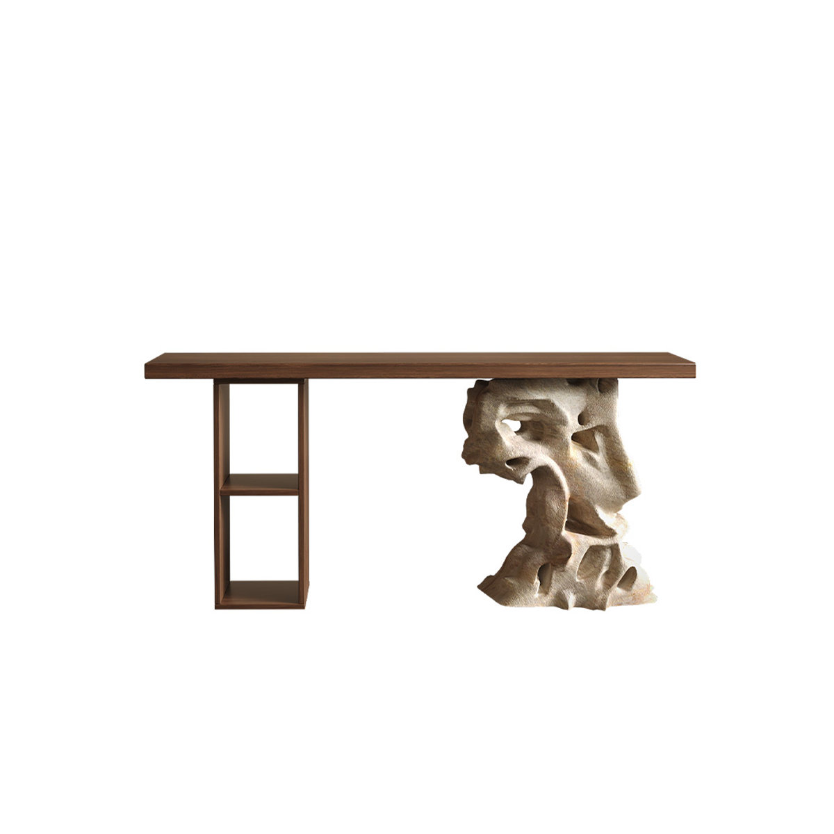 Organix Pattern 62.99" Antique-Style Solid Wood Stone-Form Console ...