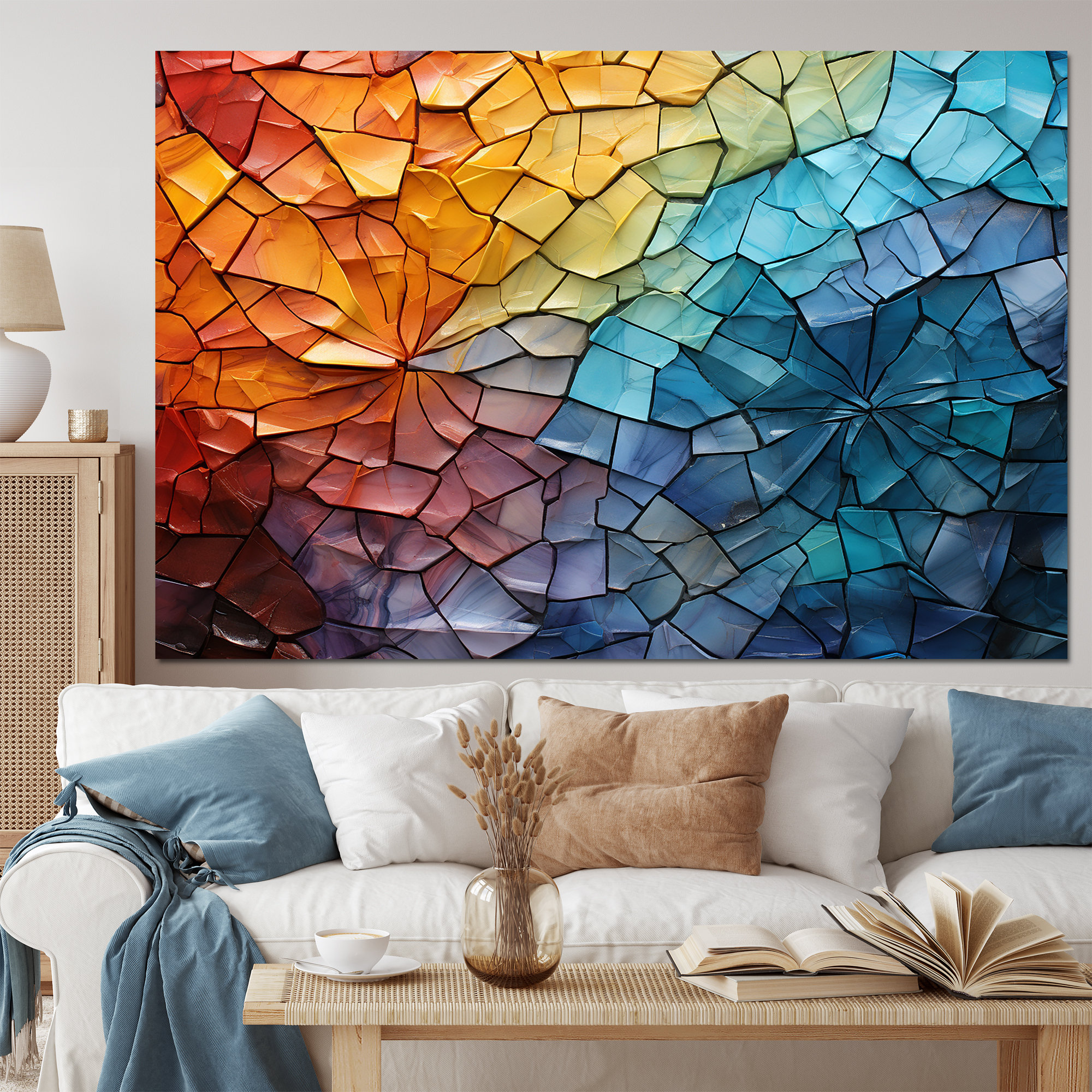 Design Art Colorful Mosaic II - Abstract Collages Wall Art For Living ...