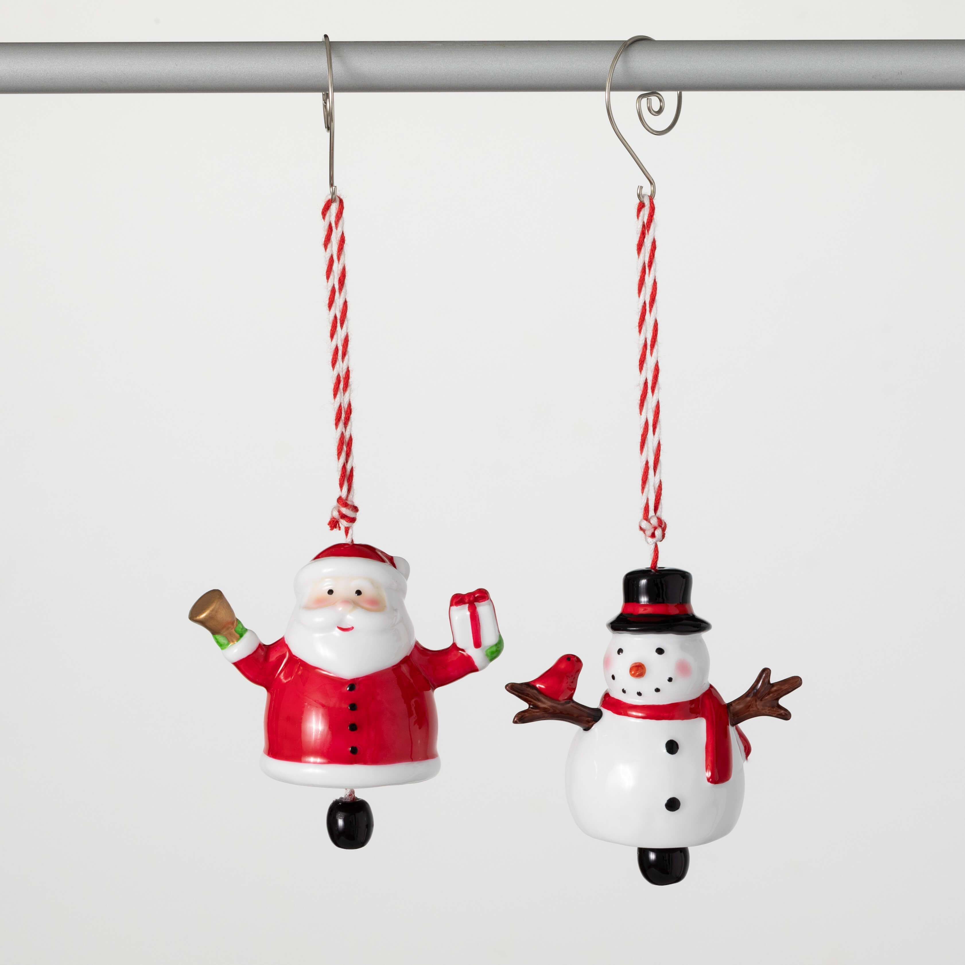 The Holiday Aisle® 3" Christmas Santa Snowman Bell Ornament Set of 2 ...