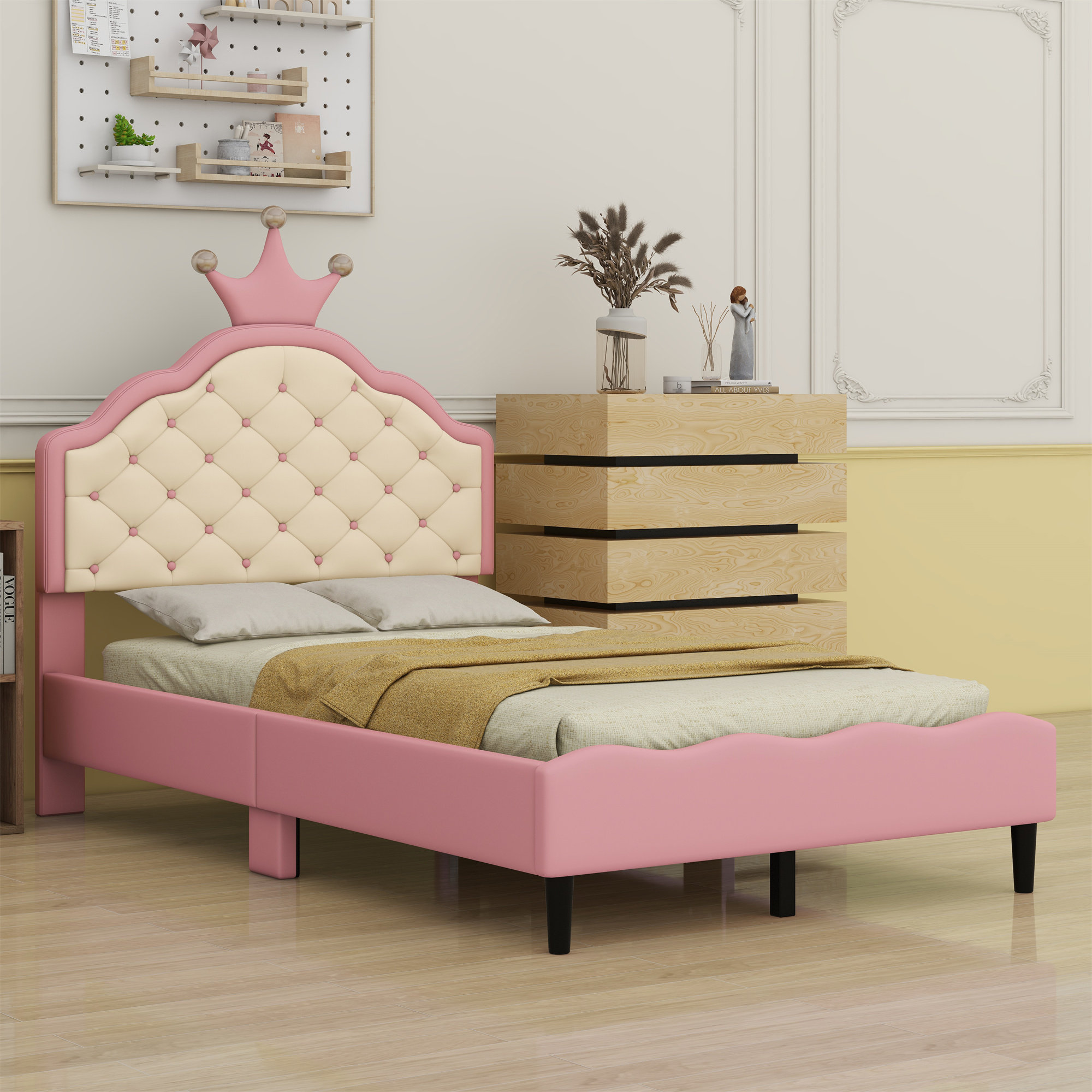 House of Hampton Lovely Crown Fantasy Princess Bed With Tufted ...