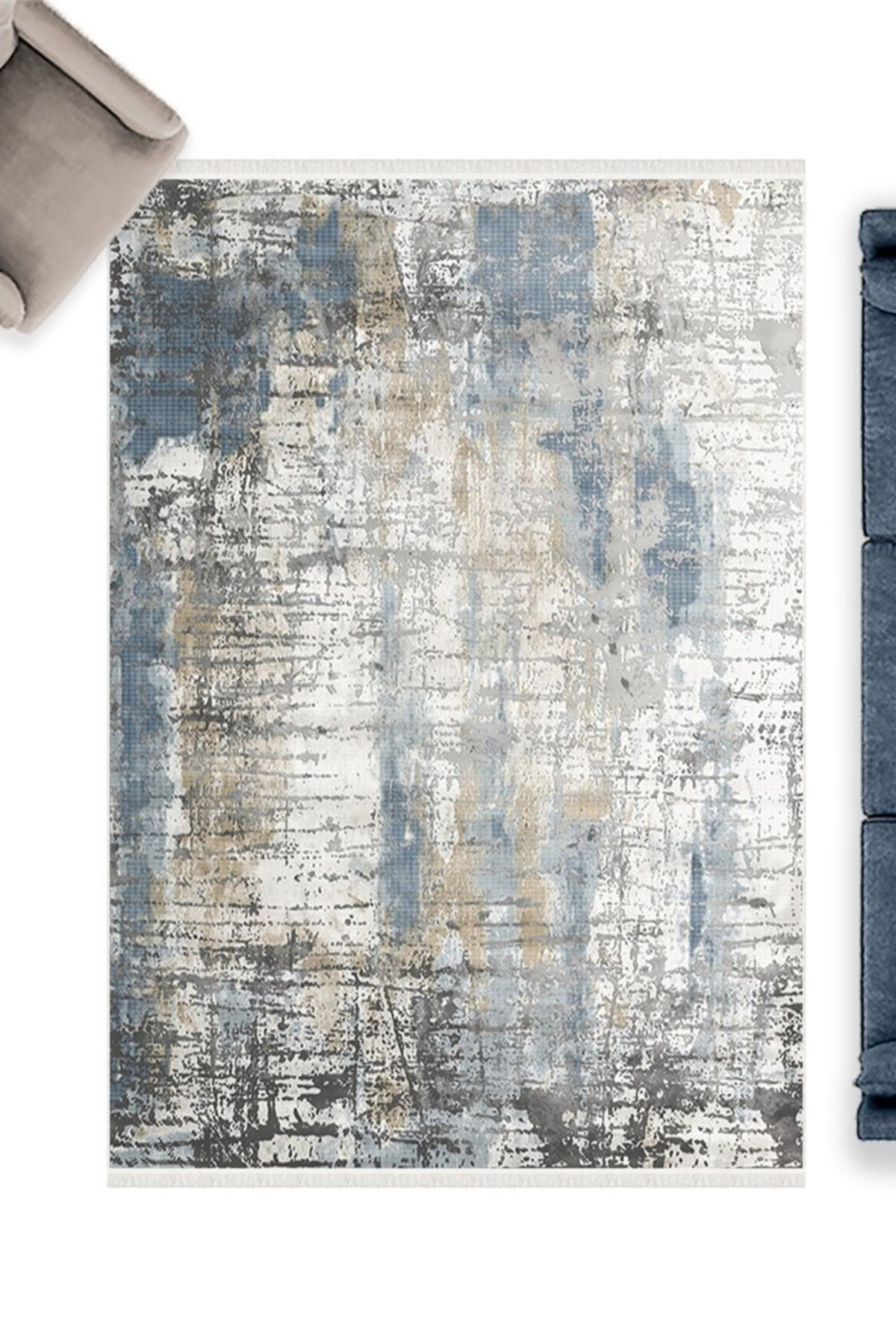Rugpera Luitpold Blue And Grey Color Abstract Design Carpet Machine ...