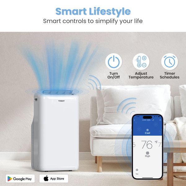 TOSOT 14,000BTU (9,600 BTU SACC) Smart WiFi Portable Air Conditioner ...