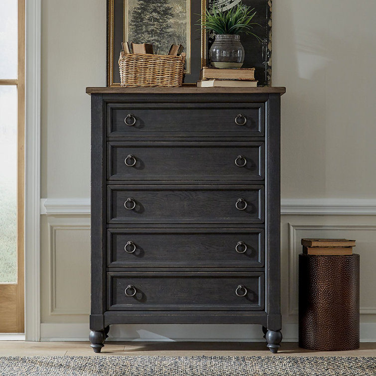 Canora Grey Dhruvan 5 Drawer Chest - Black | Wayfair