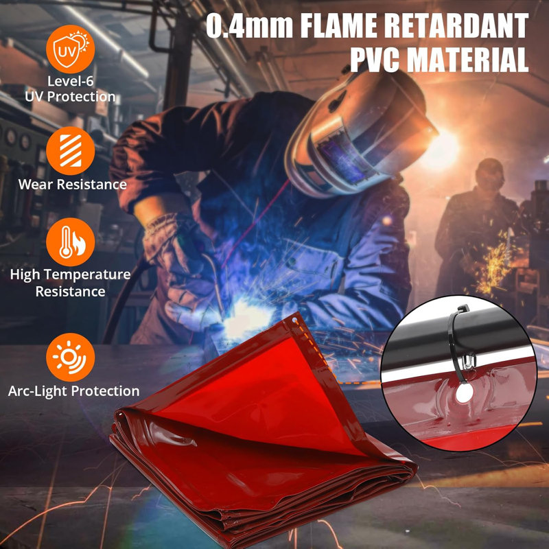 ASOPIX 6x8 FT Flame-Resistant Welding Screen with Frame & Locking ...