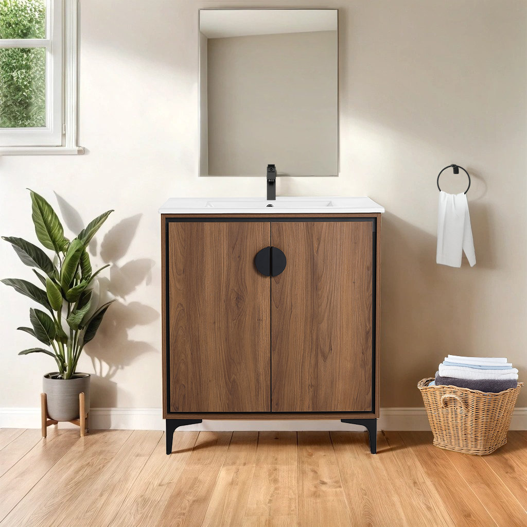 Wrought Studio™ Keesa 30'' Single Bathroom Vanity with Ceramic Top ...