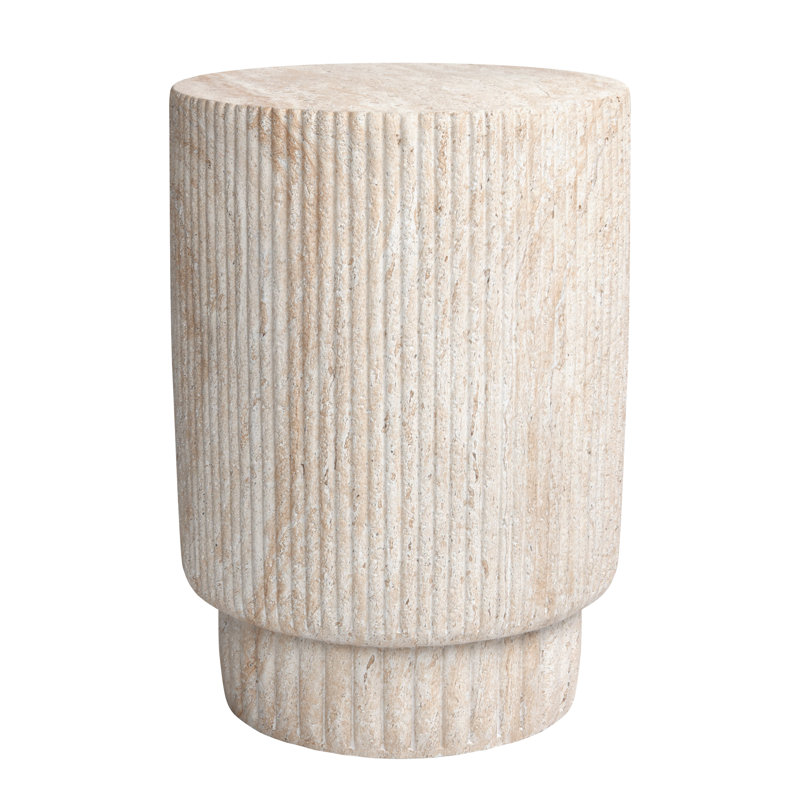 Ivy Bronx Column Travertine Stone Finish Italian Design MgO Side Accent ...