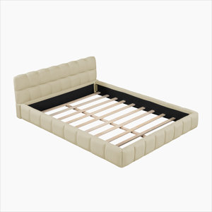 Latitude Run® Upholstered Platform Bed with Thick Fabric, Grounded Bed ...