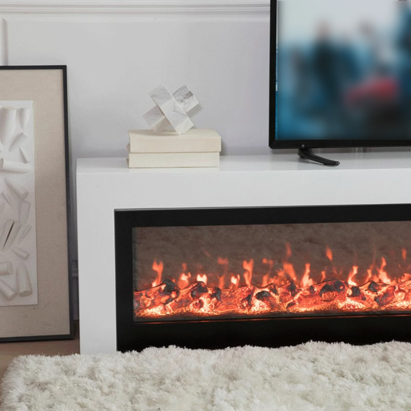 Bkoksety Rock Slab Fireplace Simulated Flame TV Stand | Wayfair