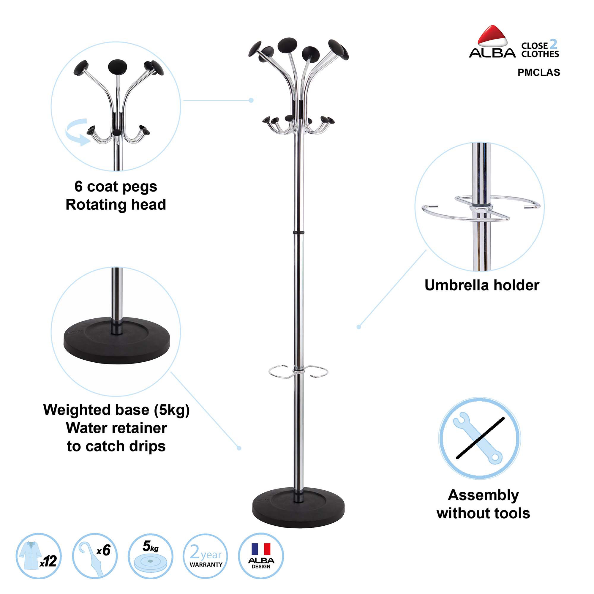 Alba, Inc Alba Chromy Costumer Coat Rack & Reviews | Wayfair