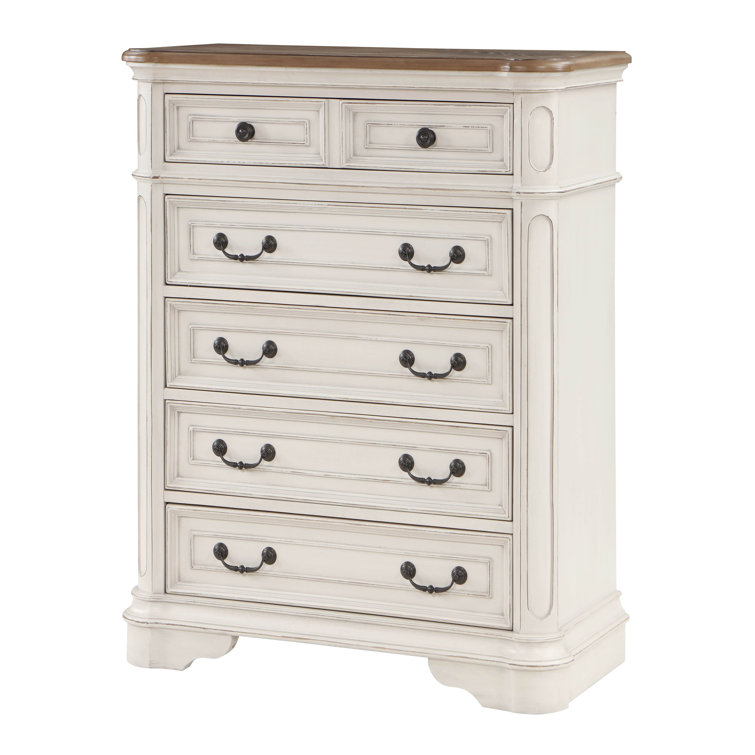 August Grove® Braiens Florian Antique White and Oak Chest with Drawer ...