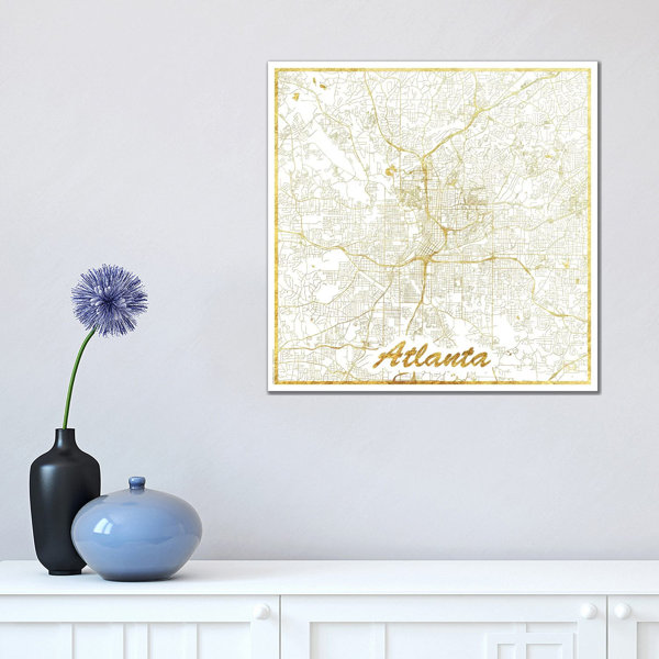Williston Forge Atlanta Gold Leaf Urban Blueprint Map by Hubert Roguski ...