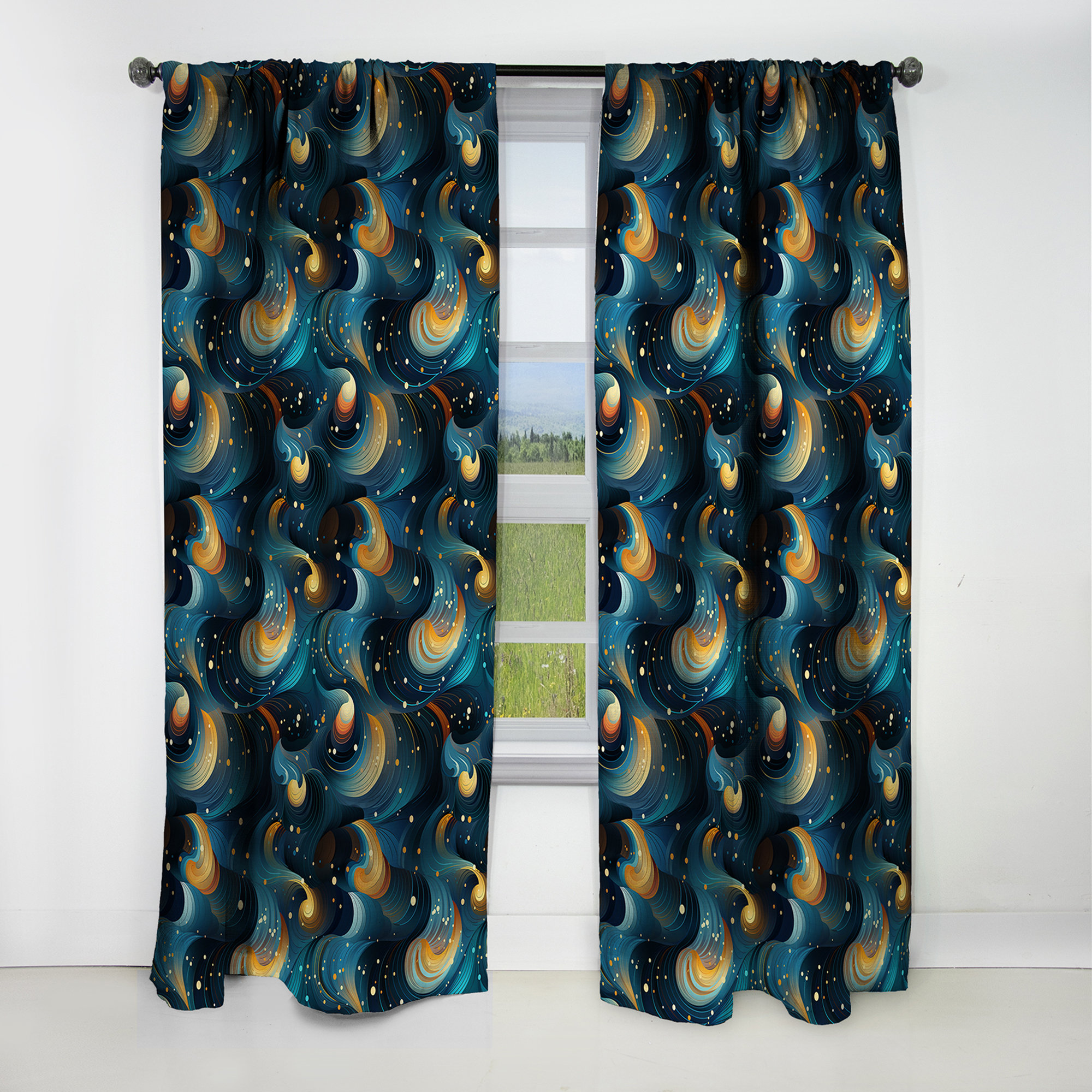 Design Art Celestial Geometry Geometric - Abstract Curtain - Blackout ...