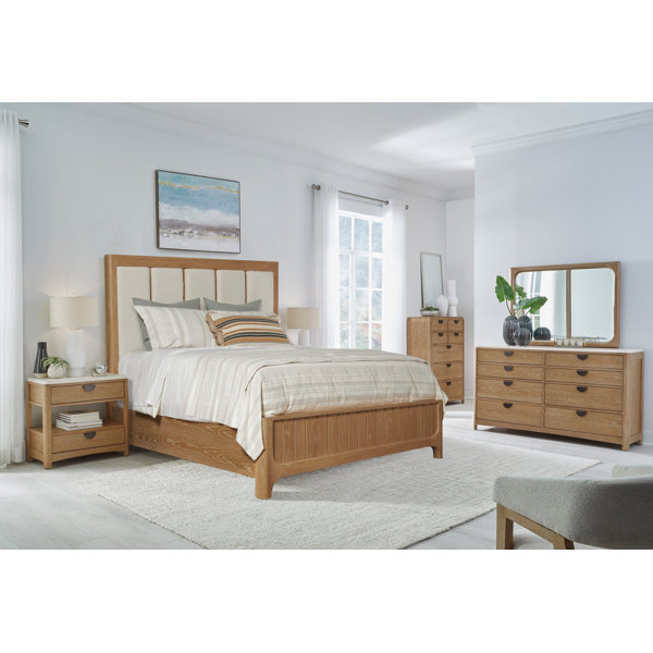 Loon Peak® Kesly Panel Bed 2 Nightstands Dresser With Mirror And Chest ...