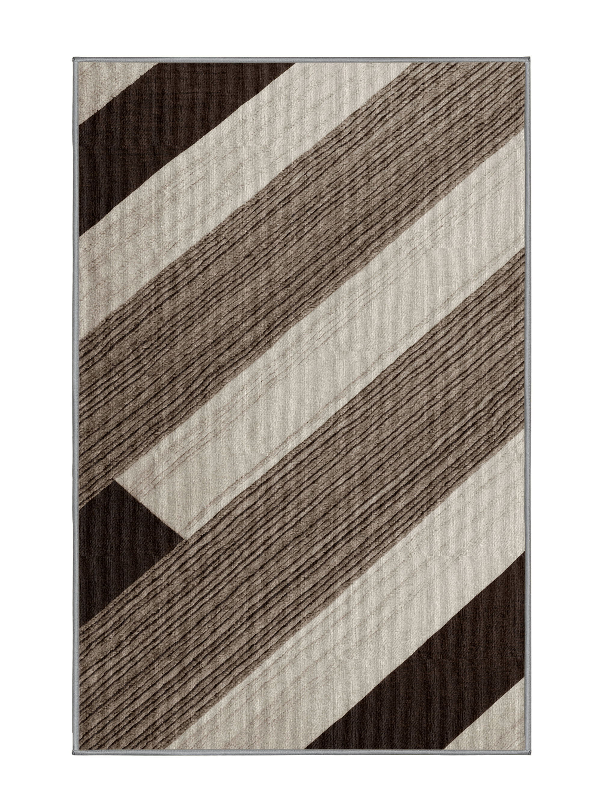 Hokku Designs Washable Greige Deep Striped Area Rug | Wayfair