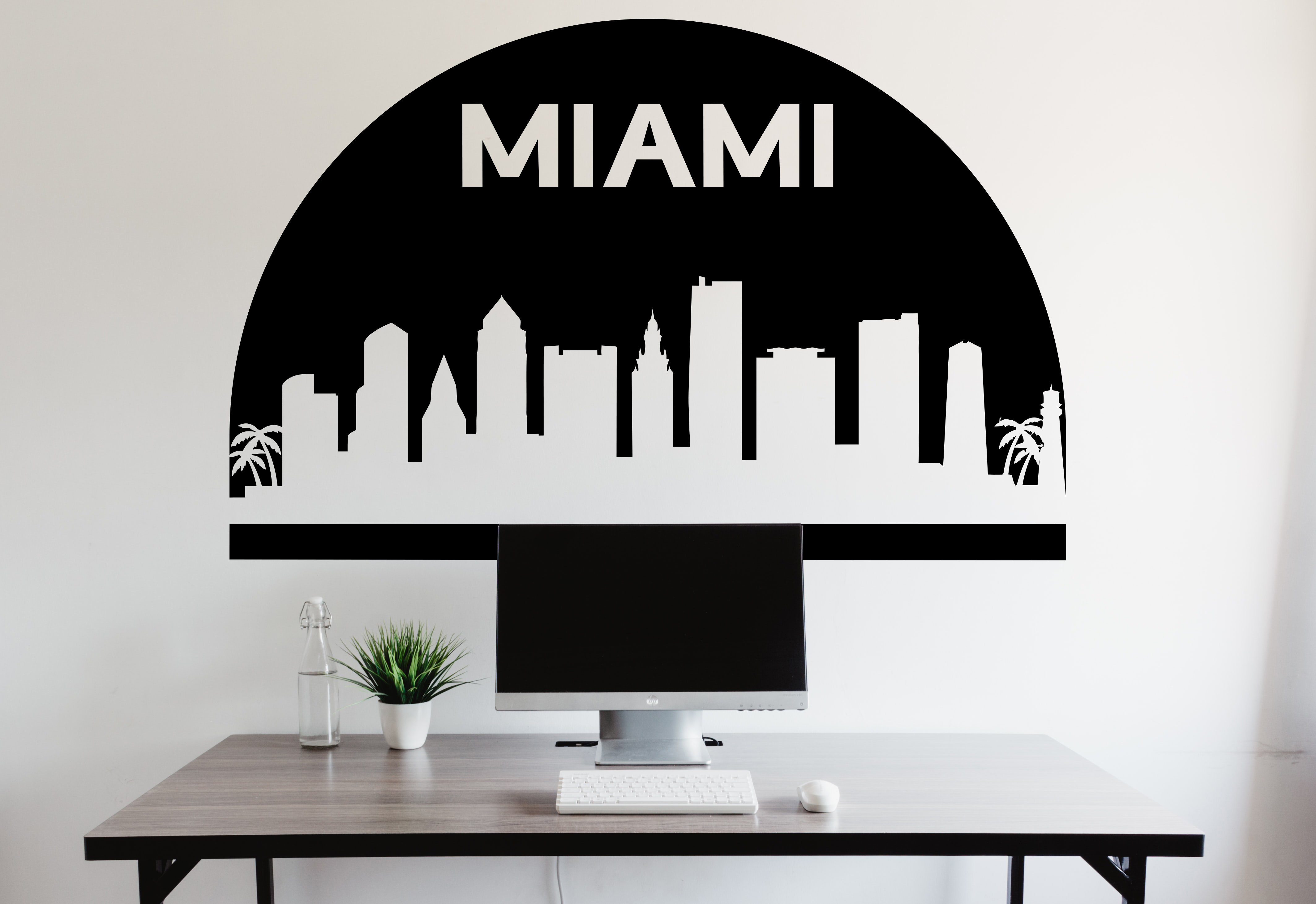 Winston Porter Miami City Skyline Arch Wall Decal Vinyl Sticker City ...