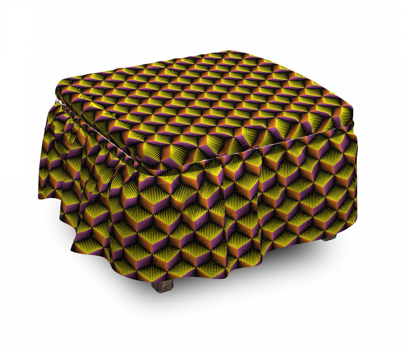 East Urban Home 3D Cubes Ottoman Slipcover | Wayfair