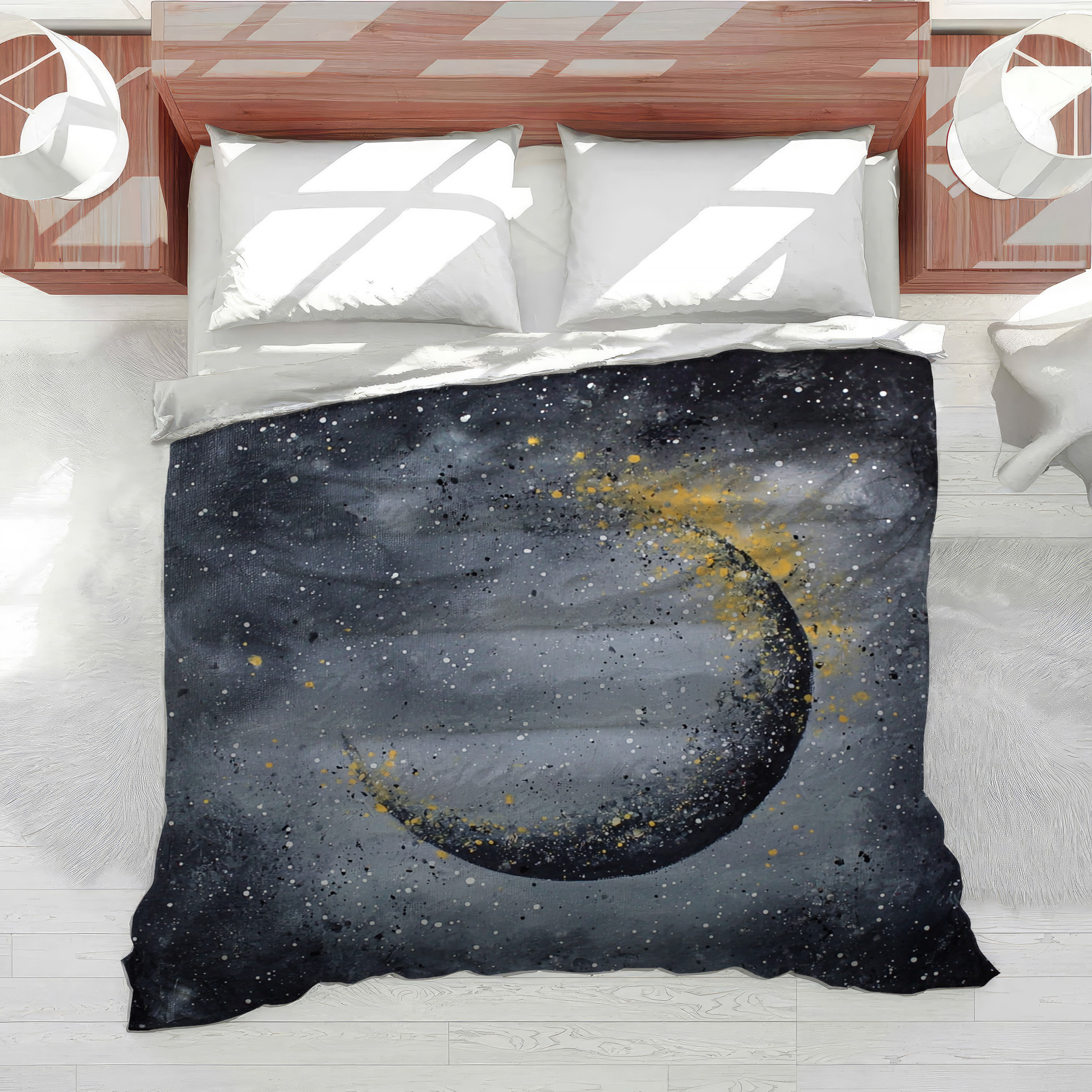 VisionDecor Crescent Moon Bedding Astronomy Comforter Modern | Wayfair