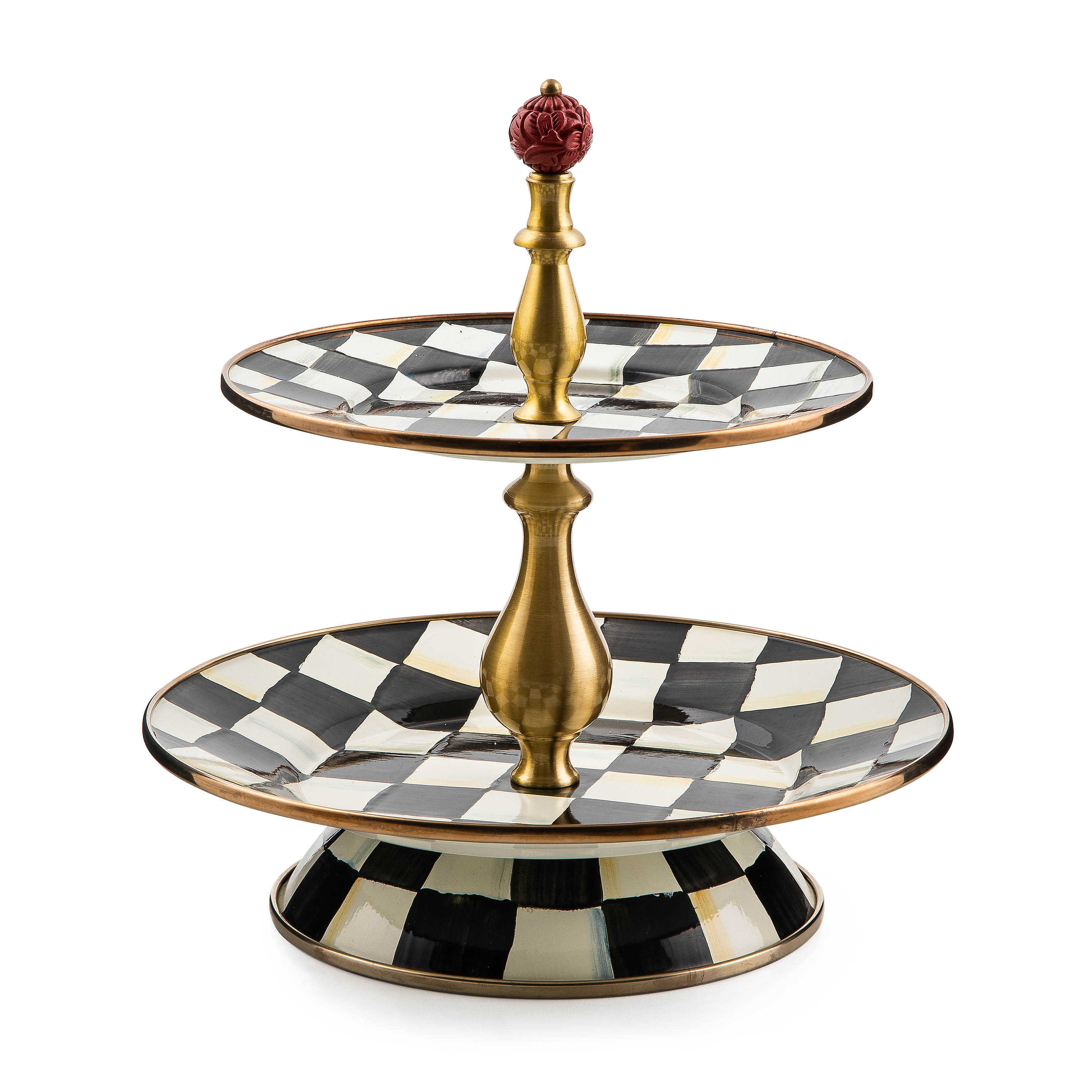 MacKenzie Childs Courtly Check® Two Tier Sweet Stand | Wayfair