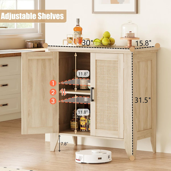 Bay Isle Home™ Rattan Buffet Cabinet, Small Storage Cabinet With Doors ...
