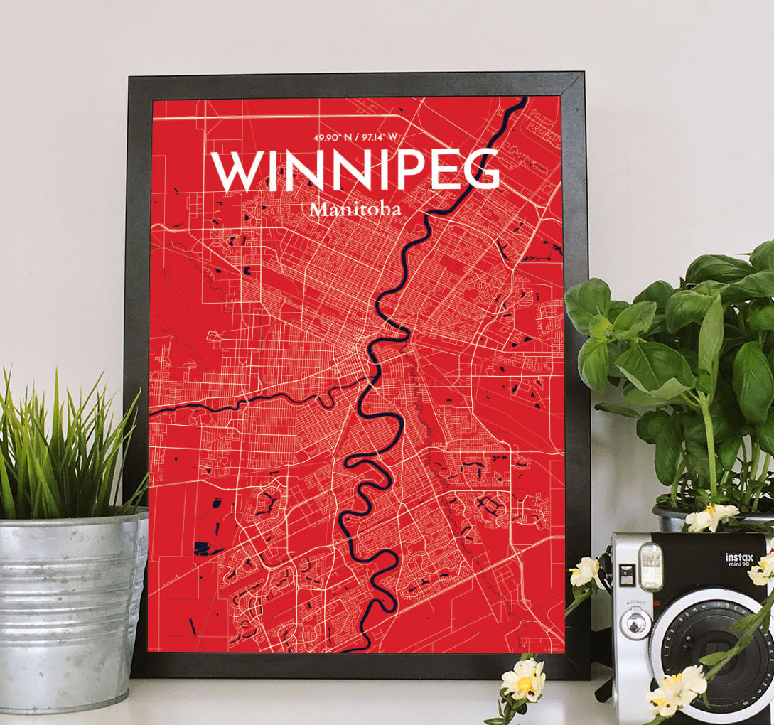OurPoster.com 'Winnipeg City Map' Graphic Art Print | Wayfair