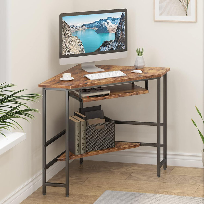 17 Stories Triangle Corner Desk: Space-Saving Writing Desk With ...