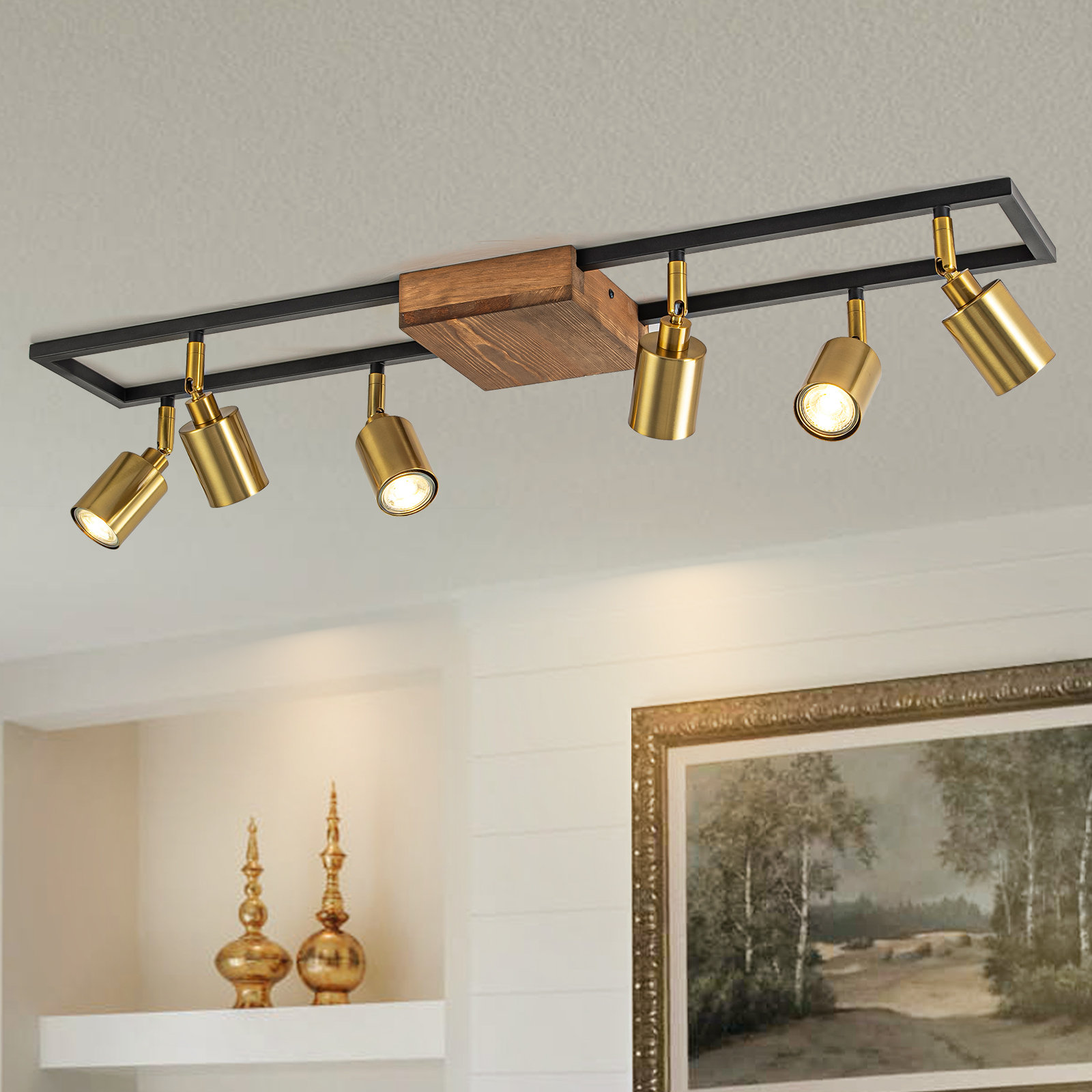 Mercer41 6 - Light 33.1 Inches Square Flush Mount Track Light Kit And ...