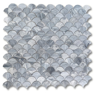 Marble Online Bardiglio 9" x 10" Marble Fish Scale Mosaic Wall & Floor ...