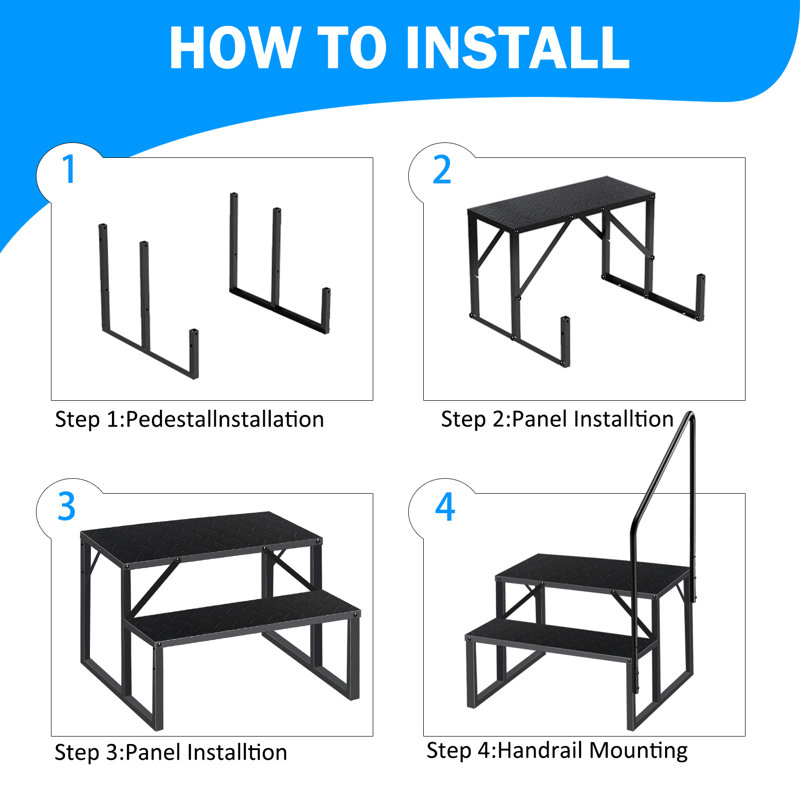 YZBAO 2 Step Hot Tub Step Ladder with Handrail | Wayfair