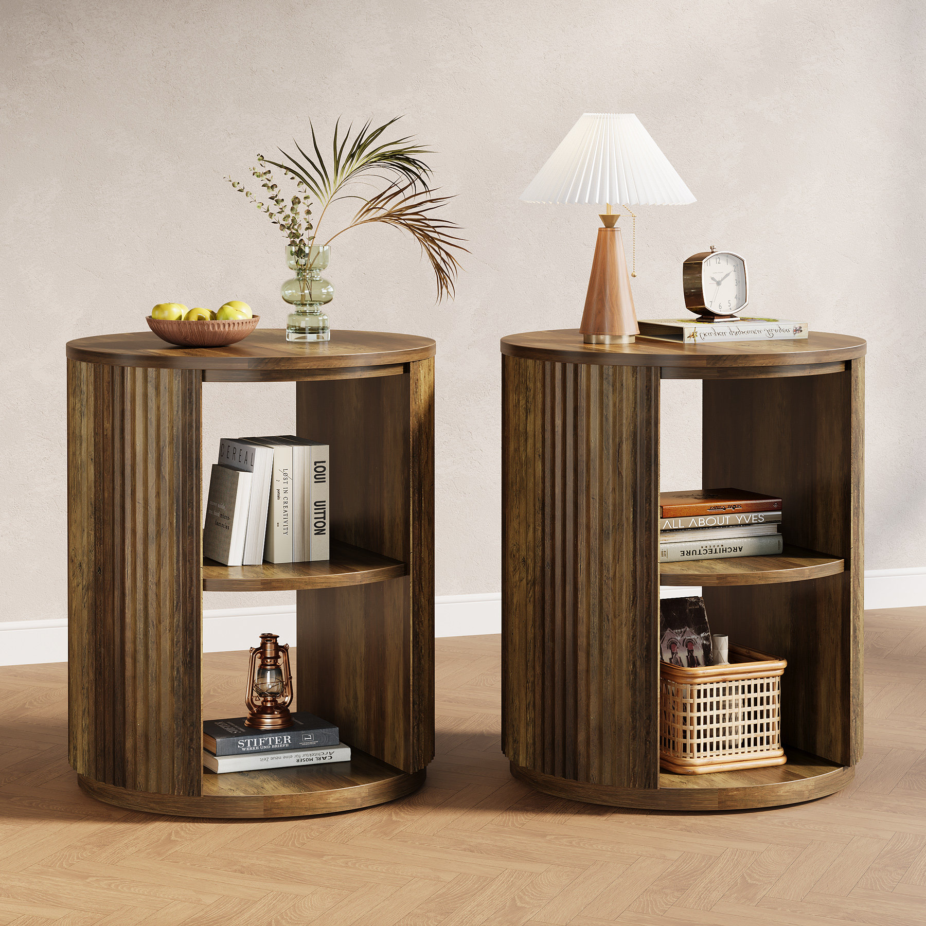 Corrigan Studio® Round End Table Set of 2, modern Round Side Table with ...