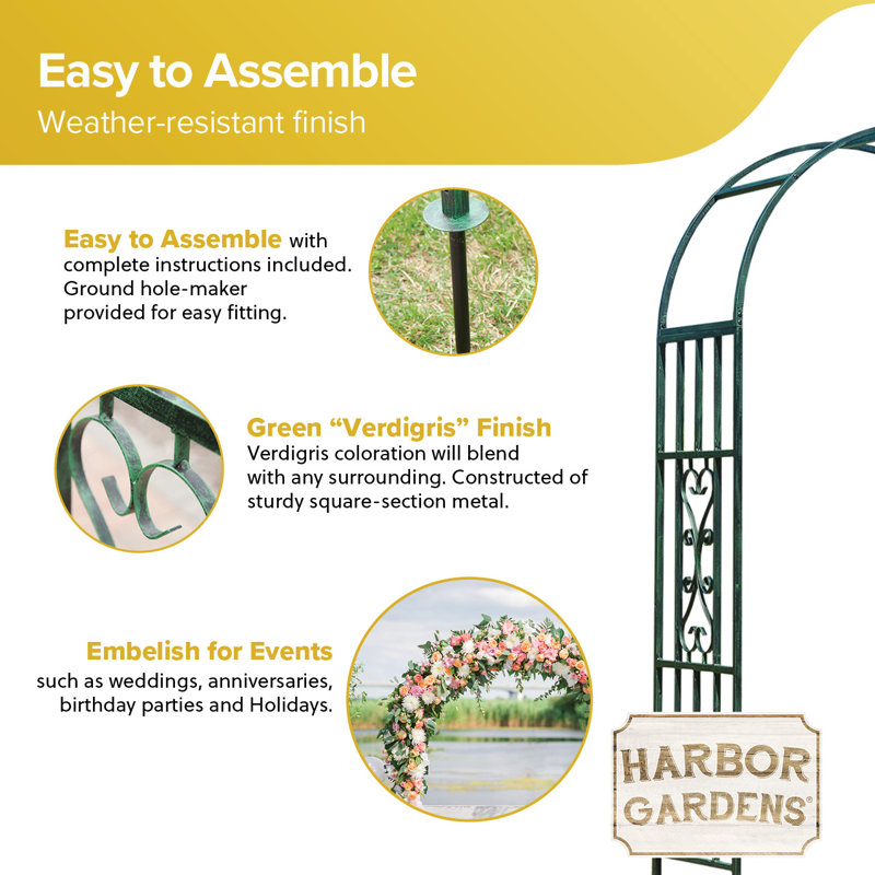 World Source Partners 40" W x 24" D Metal Arbor in Green | Wayfair