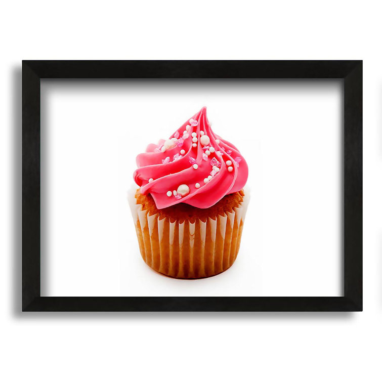 Brayden Studio Beautiful Pink Cupcake - Single Picture Frame Print on ...