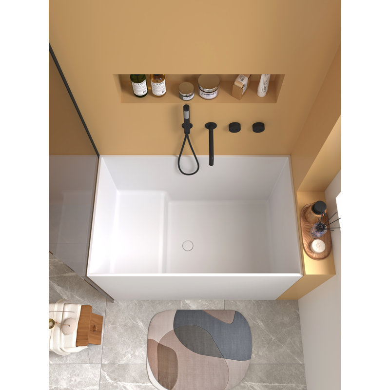 Pensen 47'' x 27.56'' Freestanding Soaking Solid Surface Bathtub | Wayfair