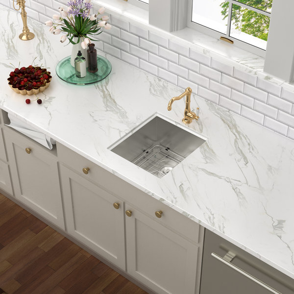 Kichae 15" L x 17" W Undermount Bar Sink Single Bowl Stainless Steel ...