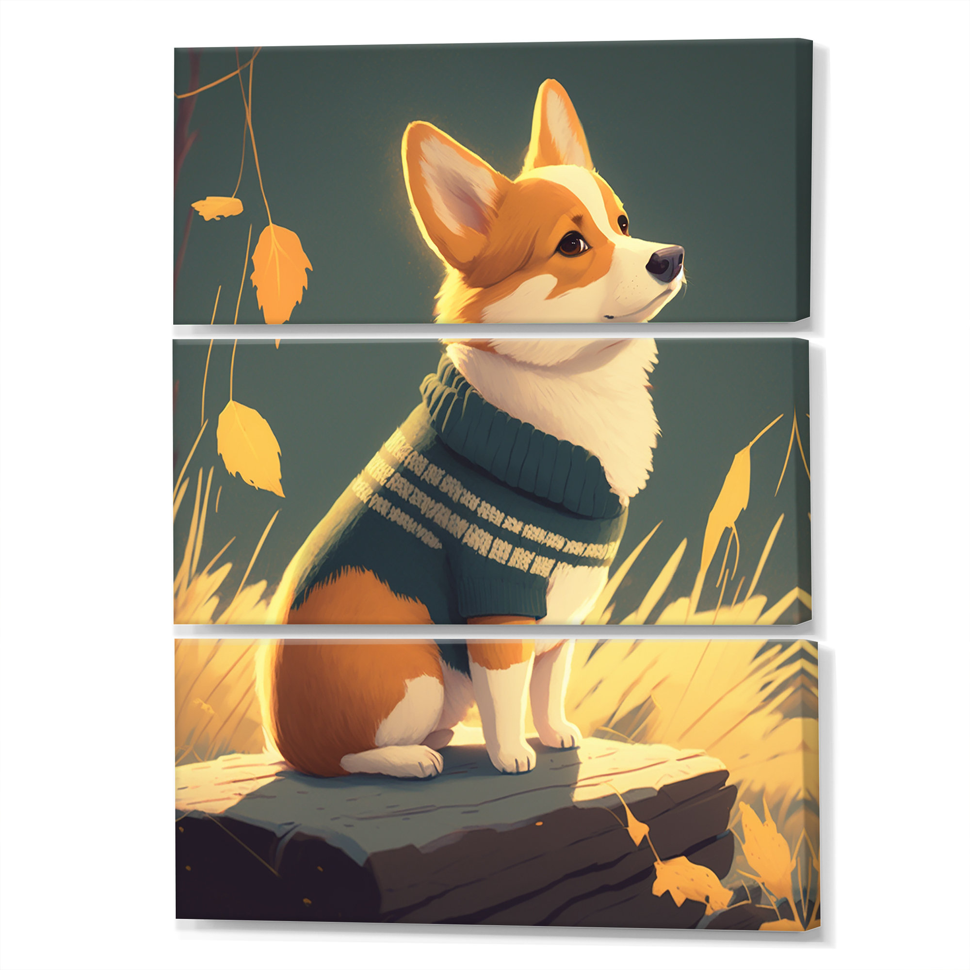 Design Art Cute Little Corgi Dog - Dog Gangster Mafia Canvas Wall Art ...