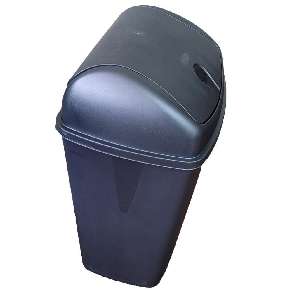YBM Home Portable Plastic Trash Can with Dual Swing Lid, Swing Top ...