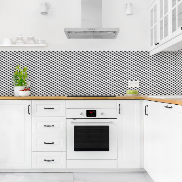 Corrigan Studio Kitchen Backsplash - Geometric Tile Mix Cubes Blue Grey ...