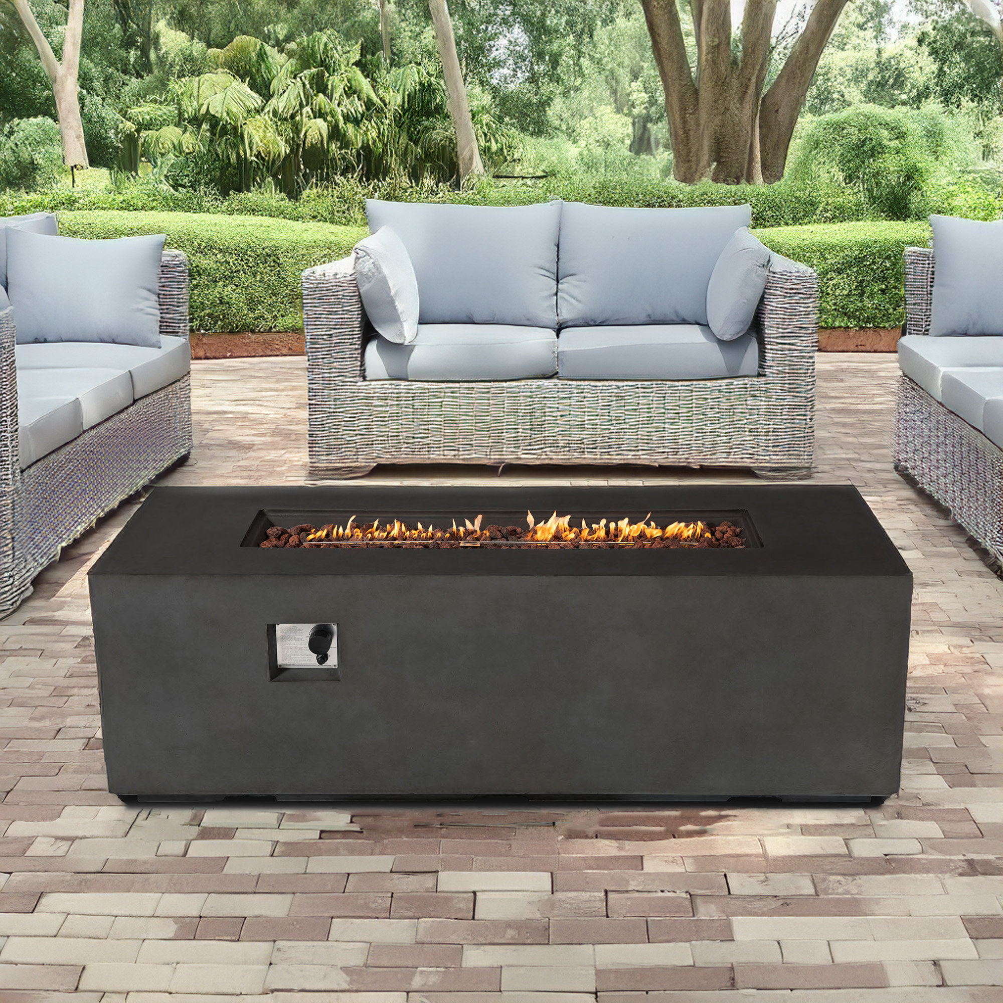 House On Tree 70" Concrete Large Fire Pit Table with Lid & Reviews ...