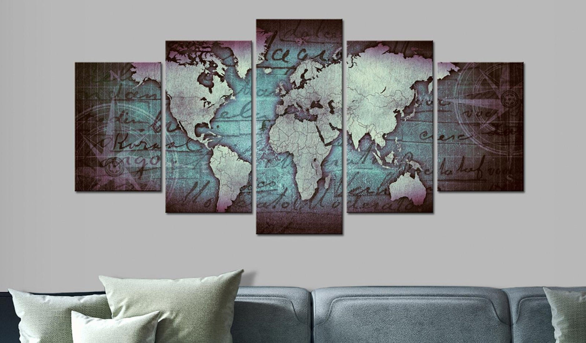 17 Stories Stretched Canvas World Map Art - Sapphire Map - Wayfair Canada