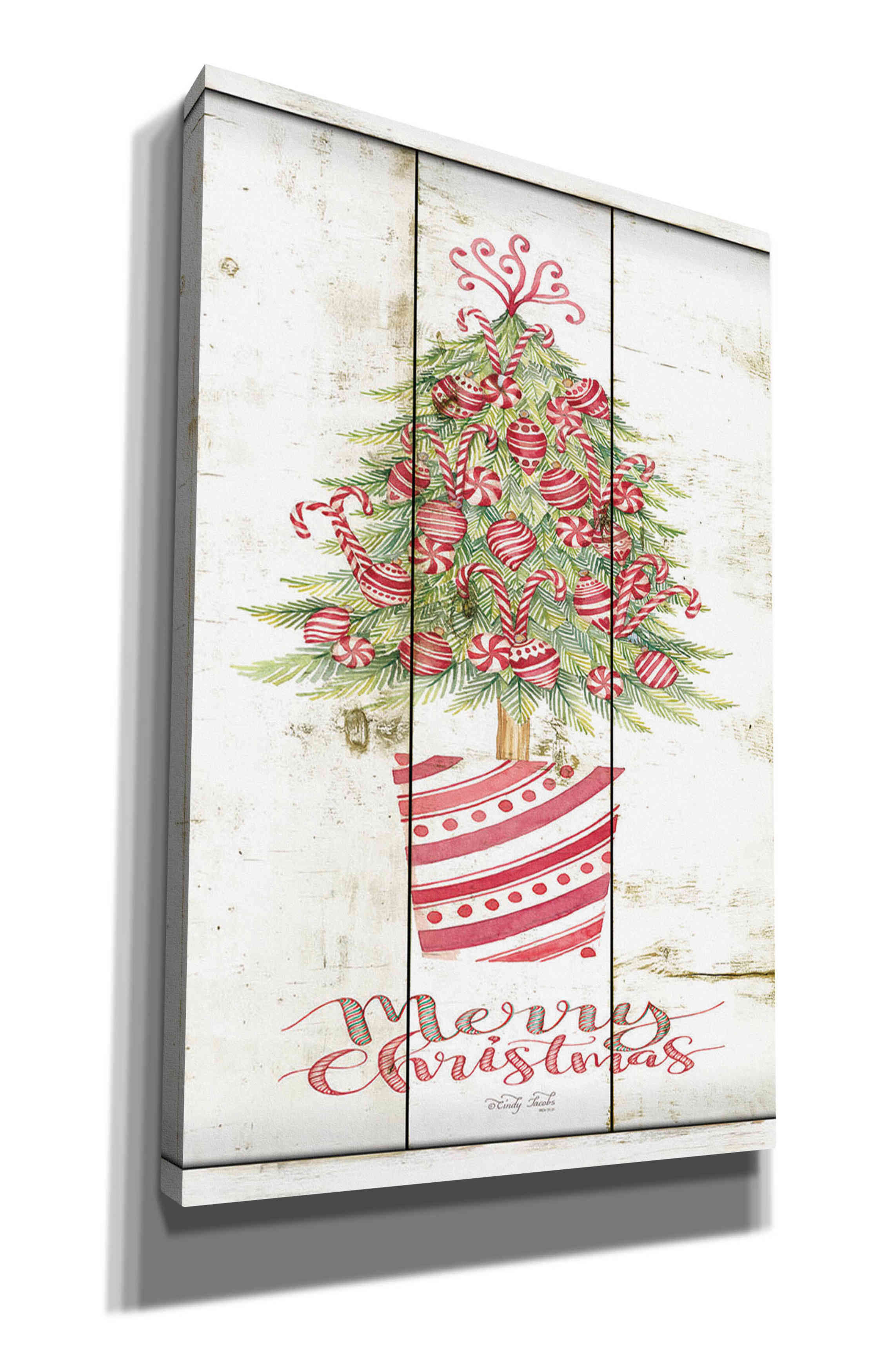 The Holiday Aisle® Epic Graffiti 'Candy Cane Christmas Tree' By Cindy ...