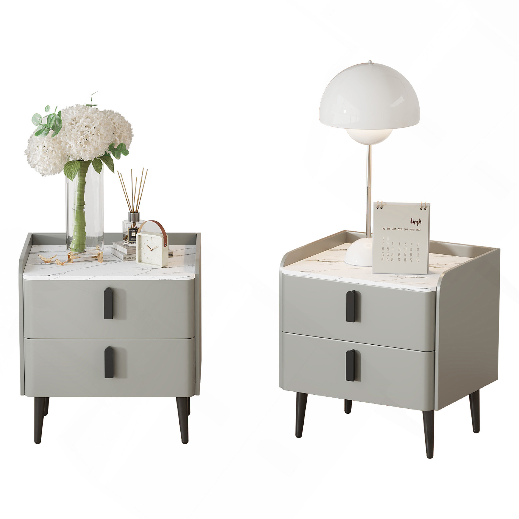 Latitude Run® Nightstands Set Of 2, Night Stand With 2 Drawers And ...