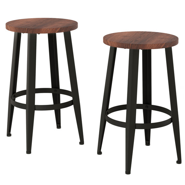 Williston Forge Watkins Solid Wood Counter-Height Bar Stools Set ...