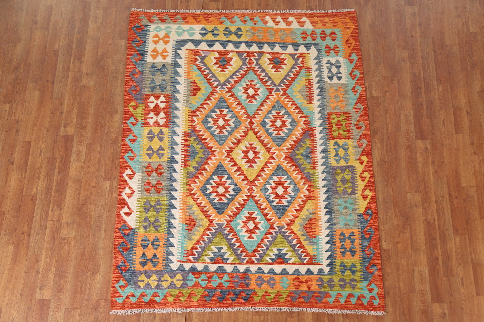 Dakota Fields Kilim Reversible Wool Area Rug 5x6 | Wayfair