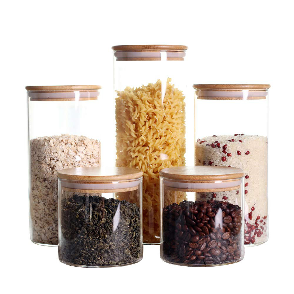 Gracie Oaks Stackable Kitchen Tank Sets, 5-Piece Transparent Glass Food ...