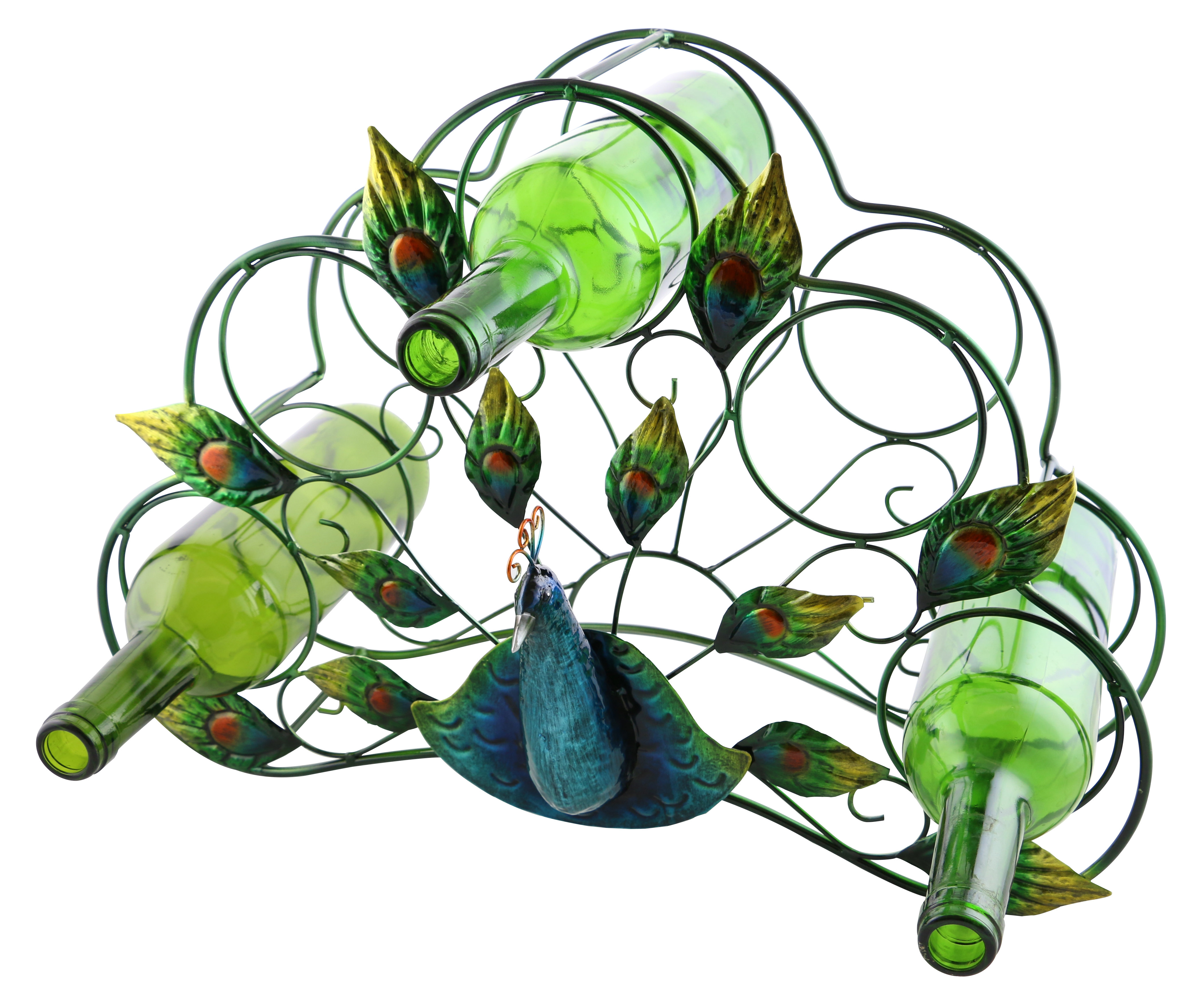 Wine Bodies Tressie Beautiful and Colorful Peacock 5 Bottle Tabletop ...