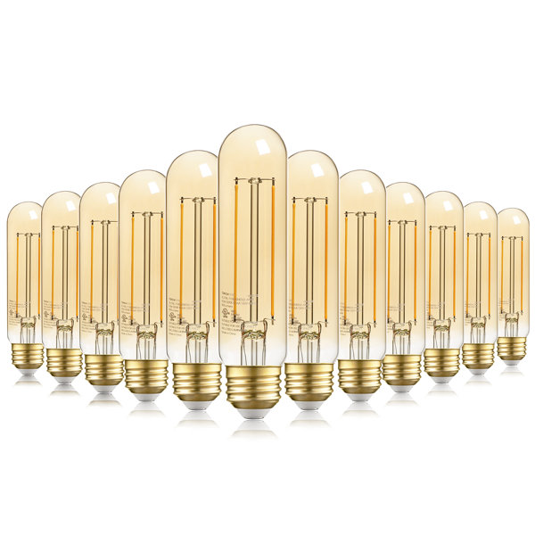 TORCHSTAR T10 LED Edison Light Bulb Dimmable Amber Glass Shell E26 ...