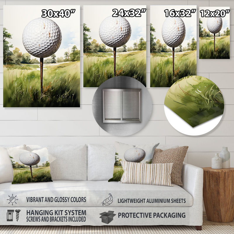 Hokku Designs Minimalism Golf Ball I - Golf Metal Wall Art Prints | Wayfair