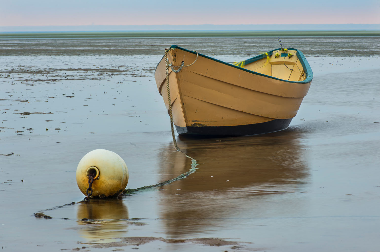 Breakwater Bay Yellow Dory Boat Waiting For High Tide On Canvas Print ...