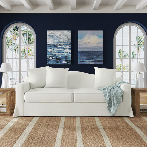 Latitude Run® Zalma Transitional 83" Curved Back Slipcovered Sofa with ...