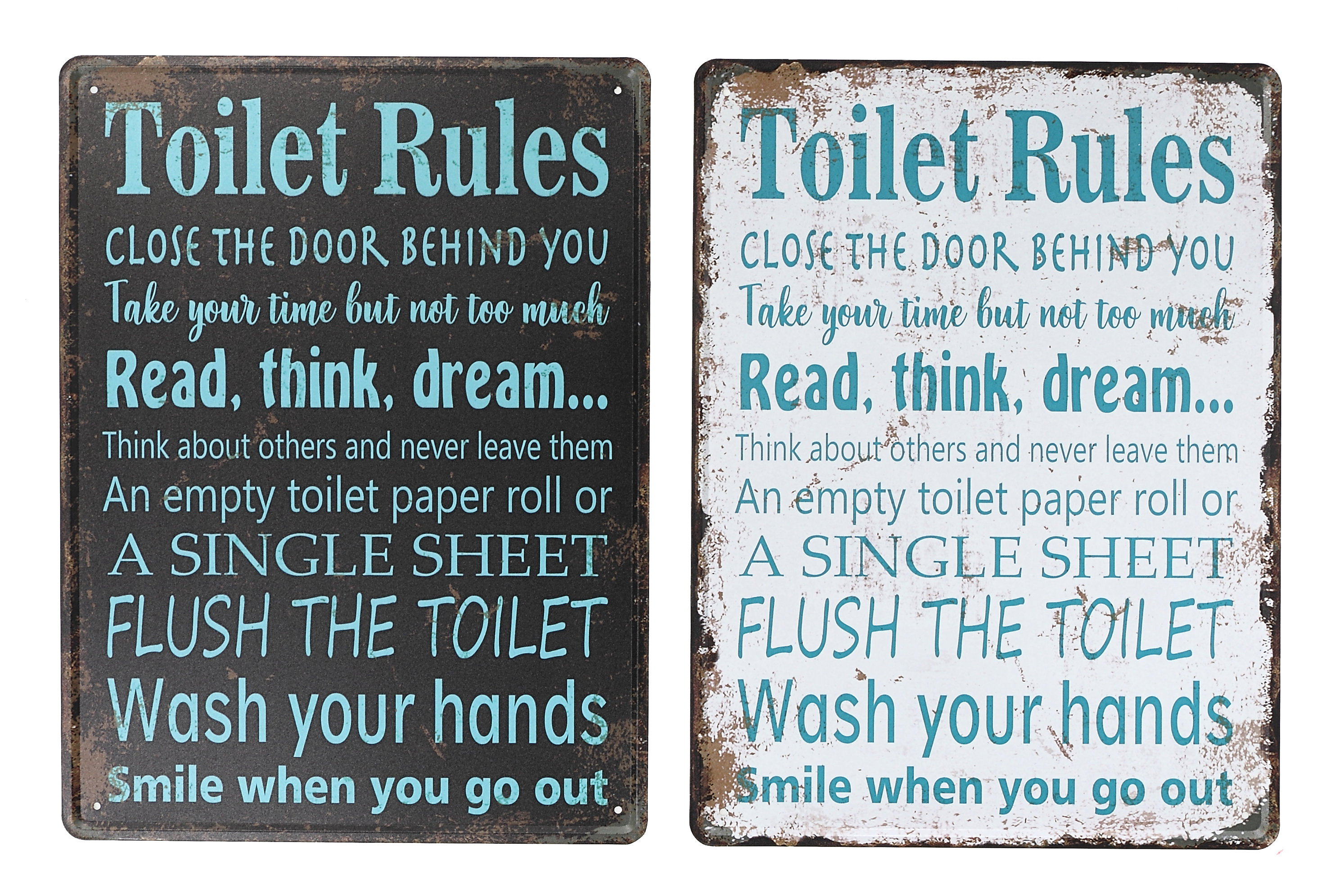 iH casadécor Metal Wall Sign (Toilet Rules) (Asstd) - Set Of 2 ...